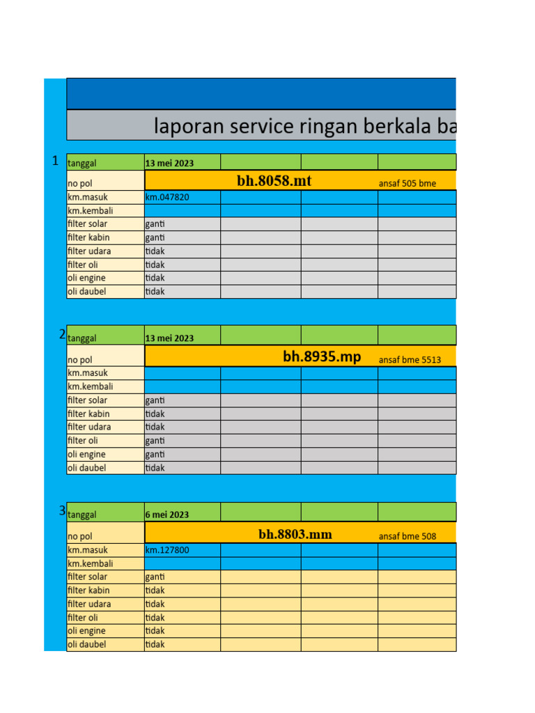 Laporan Perawatan Service PT - Bahana Pertiwi | PDF