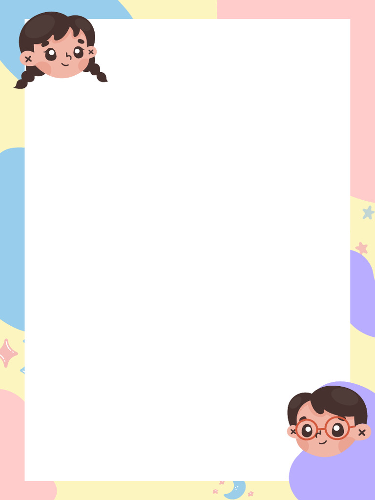 Colorful School Materials Blank A4 Page Border | PDF