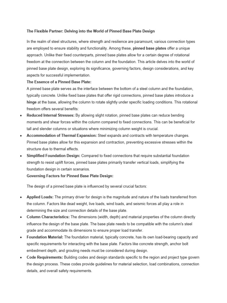 Pinned - Base Plate Design | PDF | Structural Steel | Strength Of Materials