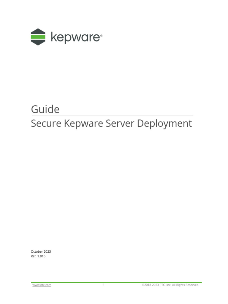 ThingWorx Kepware Server Secure Deployment Guide | PDF