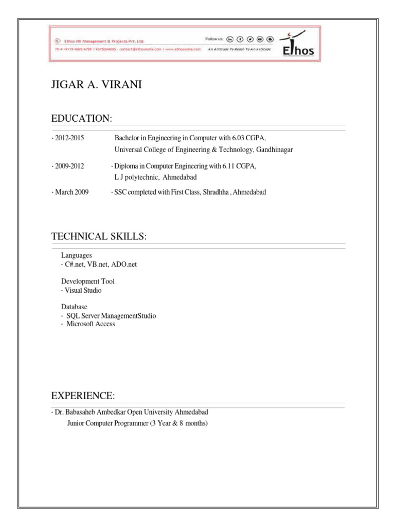 Jigar A. Virani: Computer Engineer Profile | PDF | Career & Growth