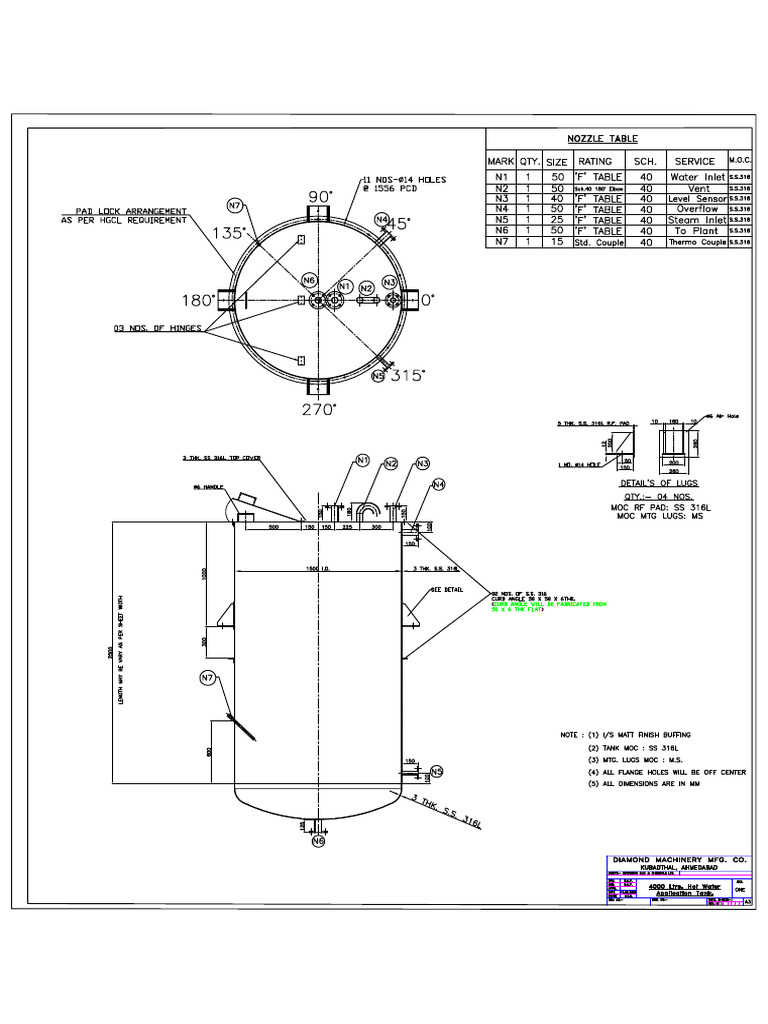 4 KL Hot Water Tank Rev 1 (HGCL For Approval) | PDF