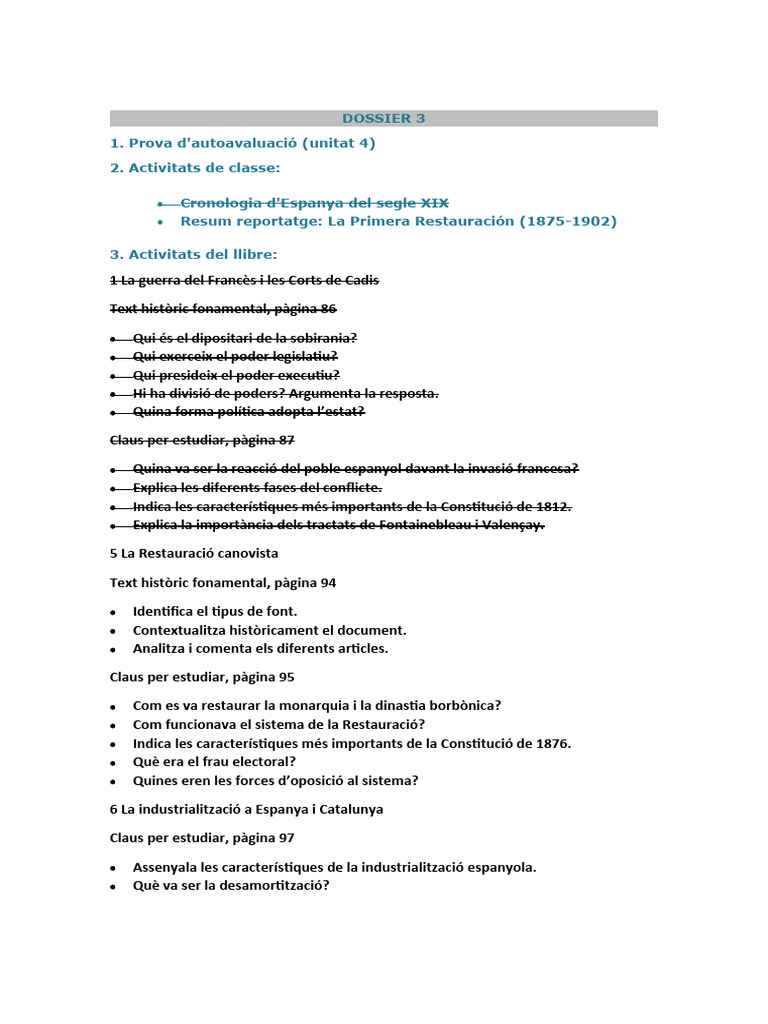 Activitats Dossier 3 | PDF