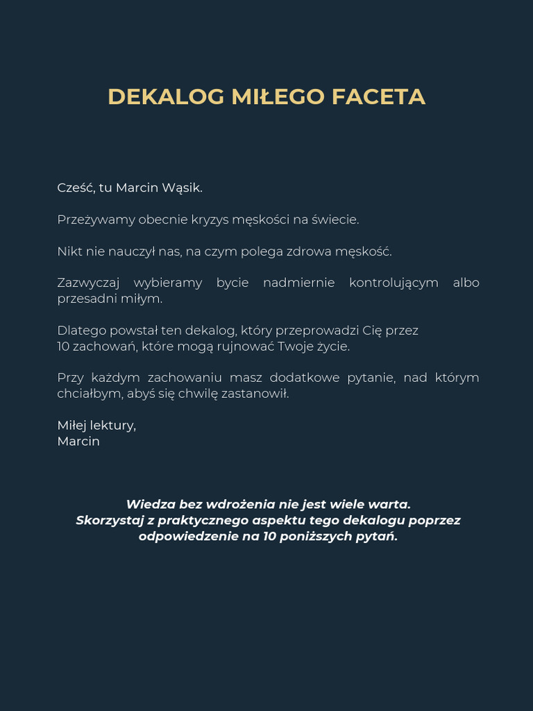 Dekalog Miłego Faceta - Checklista | PDF