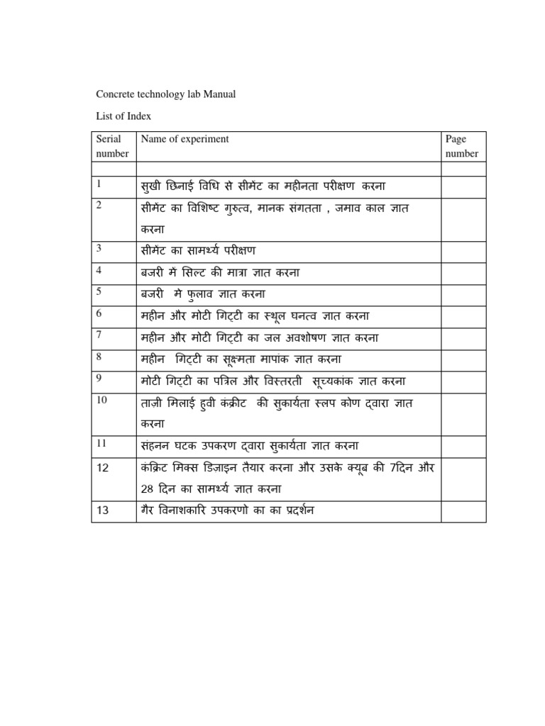 Concrete Technology Lab-Hindi - Final | PDF