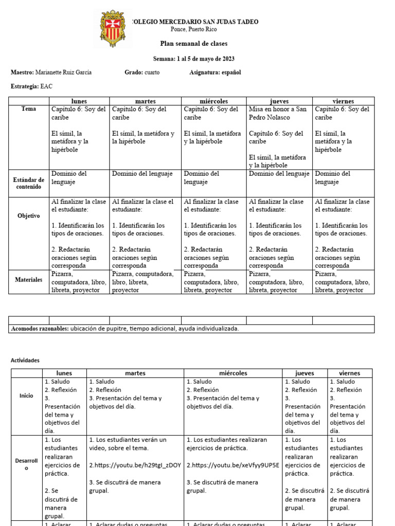 Planificación 1 Al 5 de Mayo Cuarto Grado | PDF | Cognición