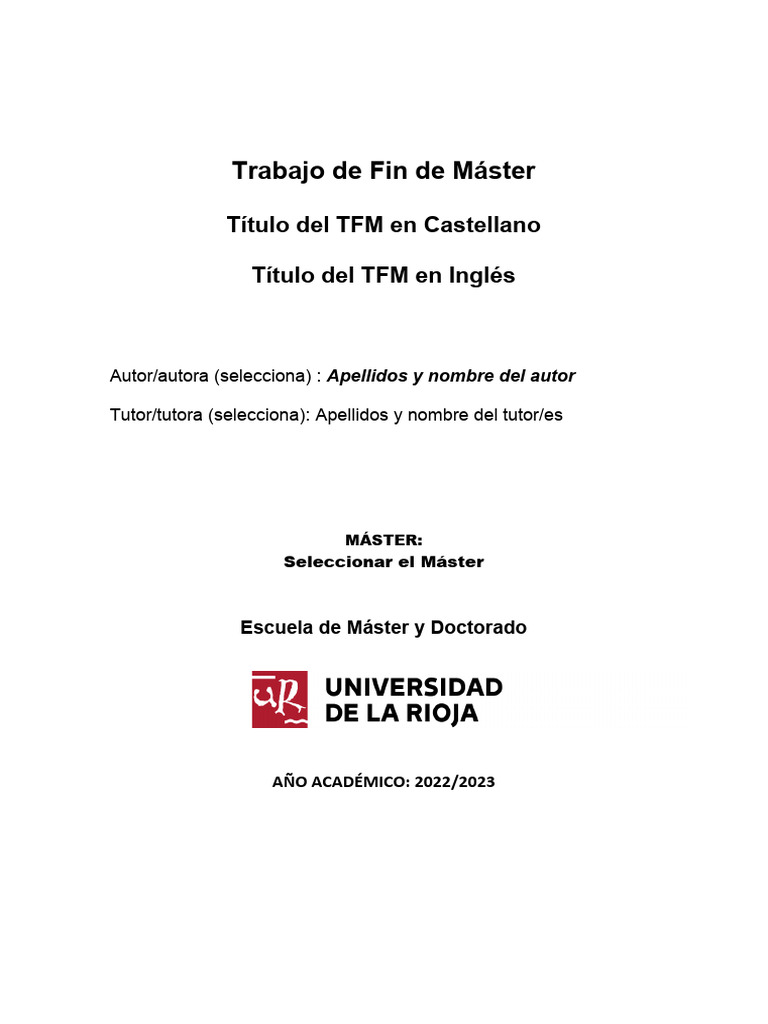 Modelo Portada TFM | PDF