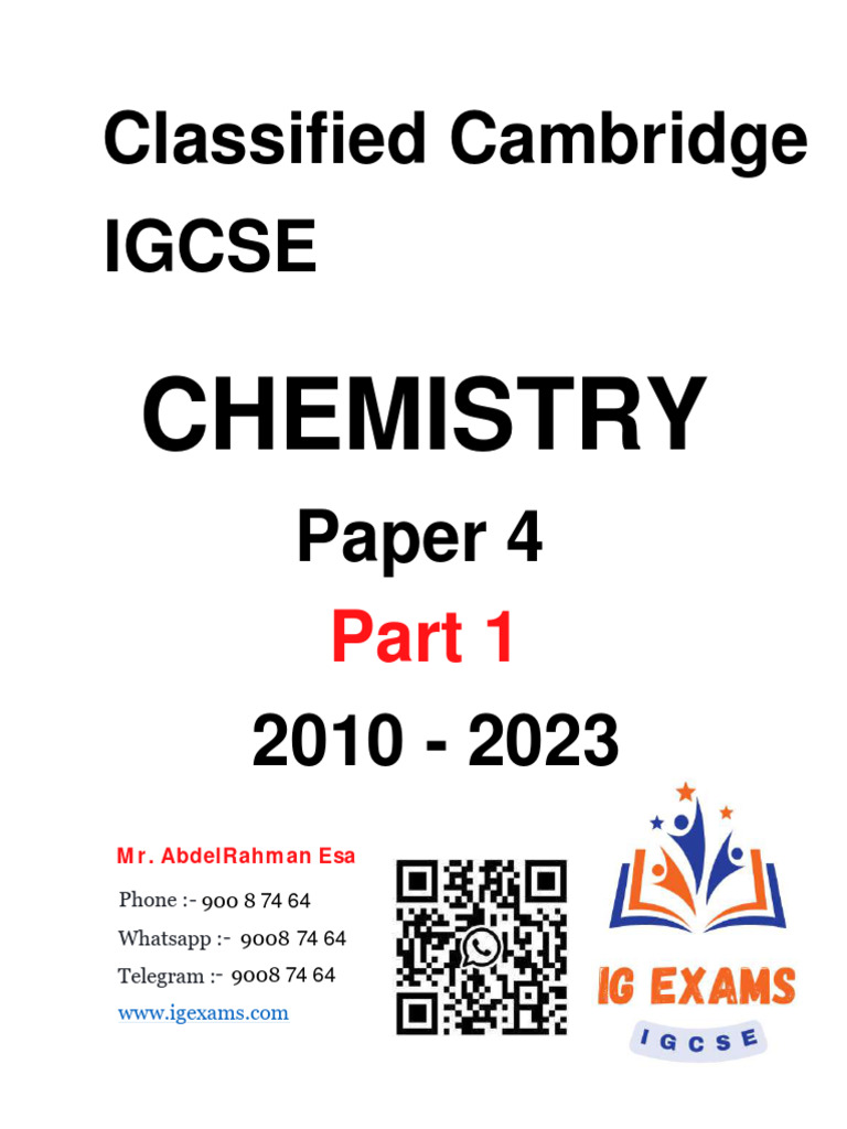 Classified CIE Chemistry Paper 4 2023 Part 1 Wwwigexamscom - Compressed ...