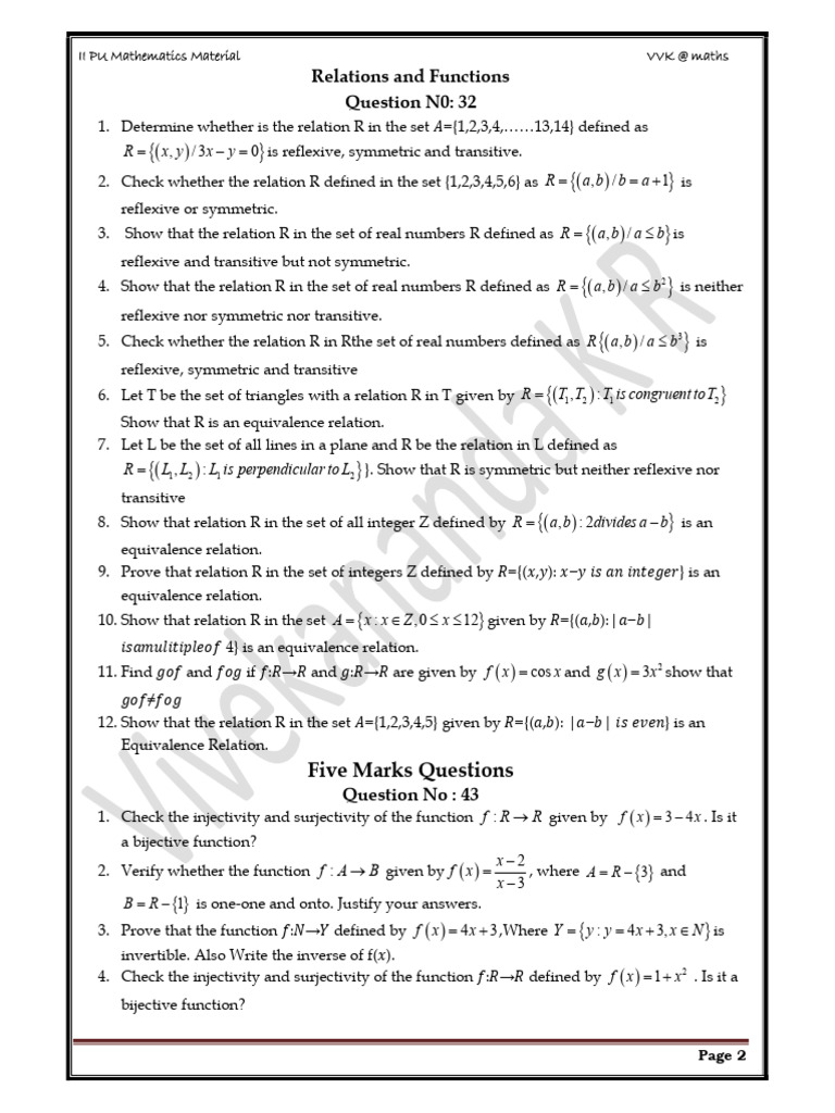 Maths Important Questions | PDF | Matrix (Mathematics) | Linear Algebra
