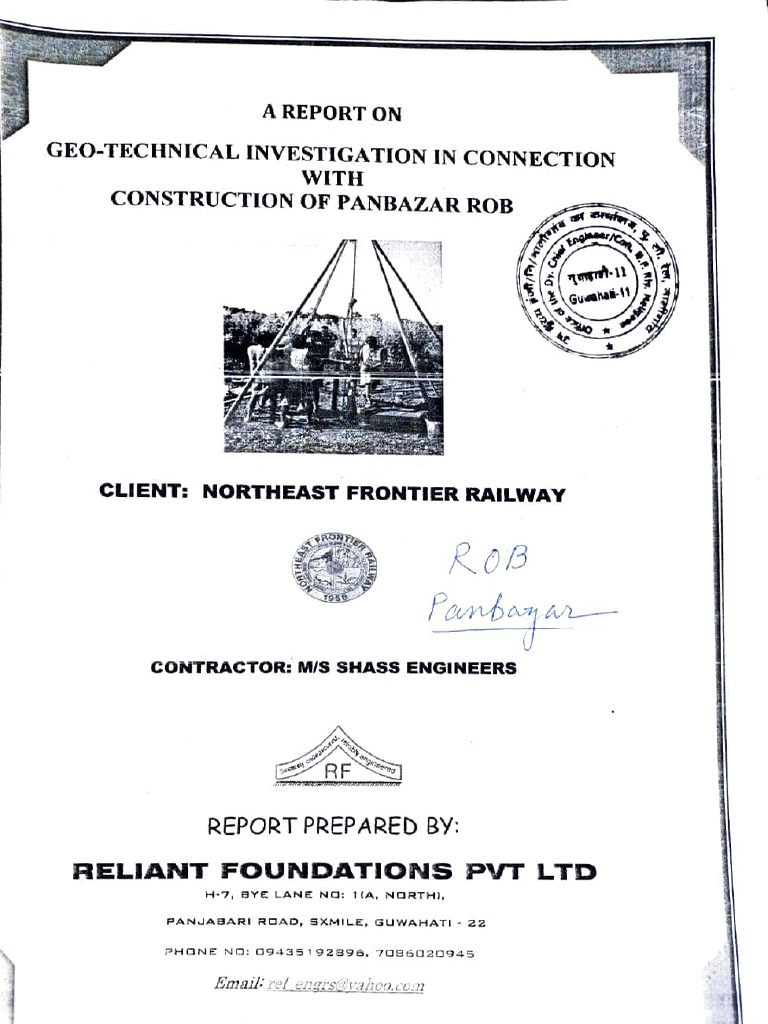 Geo-Technical Report for Panbazar ROB | PDF | Civil Engineering ...