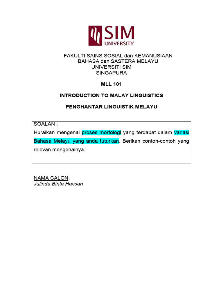 Introduction To Malay Linguistics | PDF