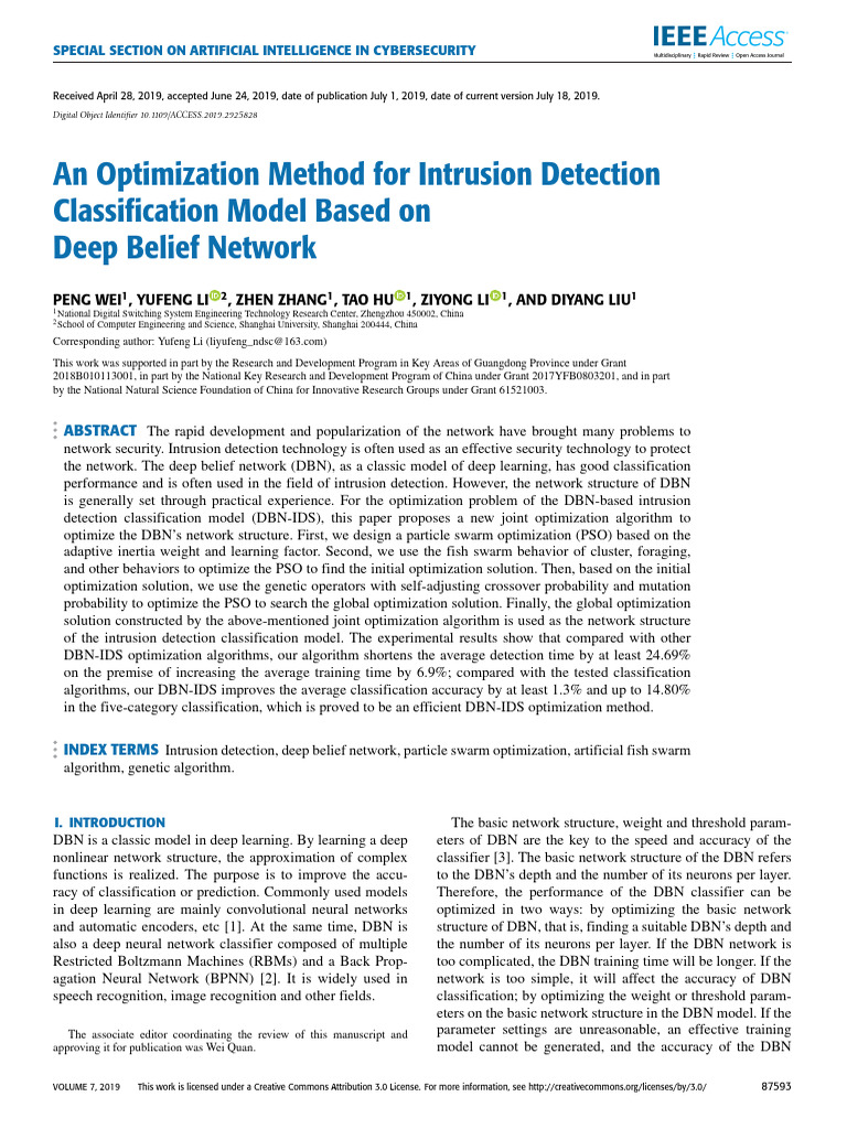 An Optimization Method For Intrusion Detection Classification Model Based On Deep Belief Network ...