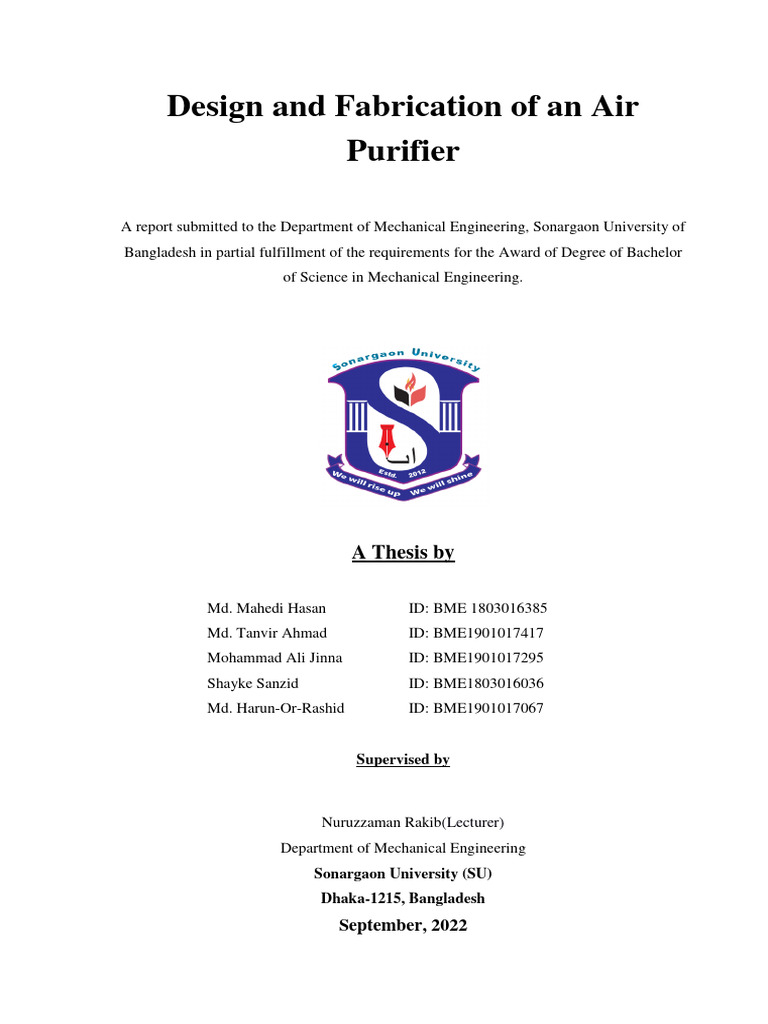 Project Report of Design and Fabrication of An Air Purifier Final ...