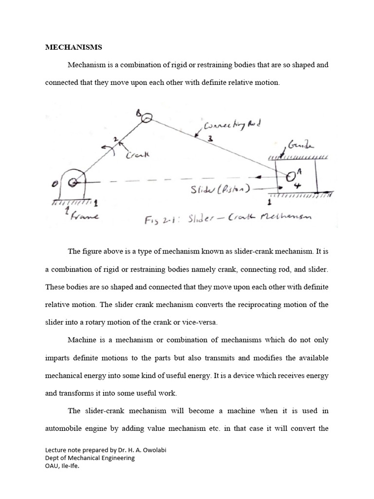 Mechanisms | PDF | Kinematics | Coordinate System