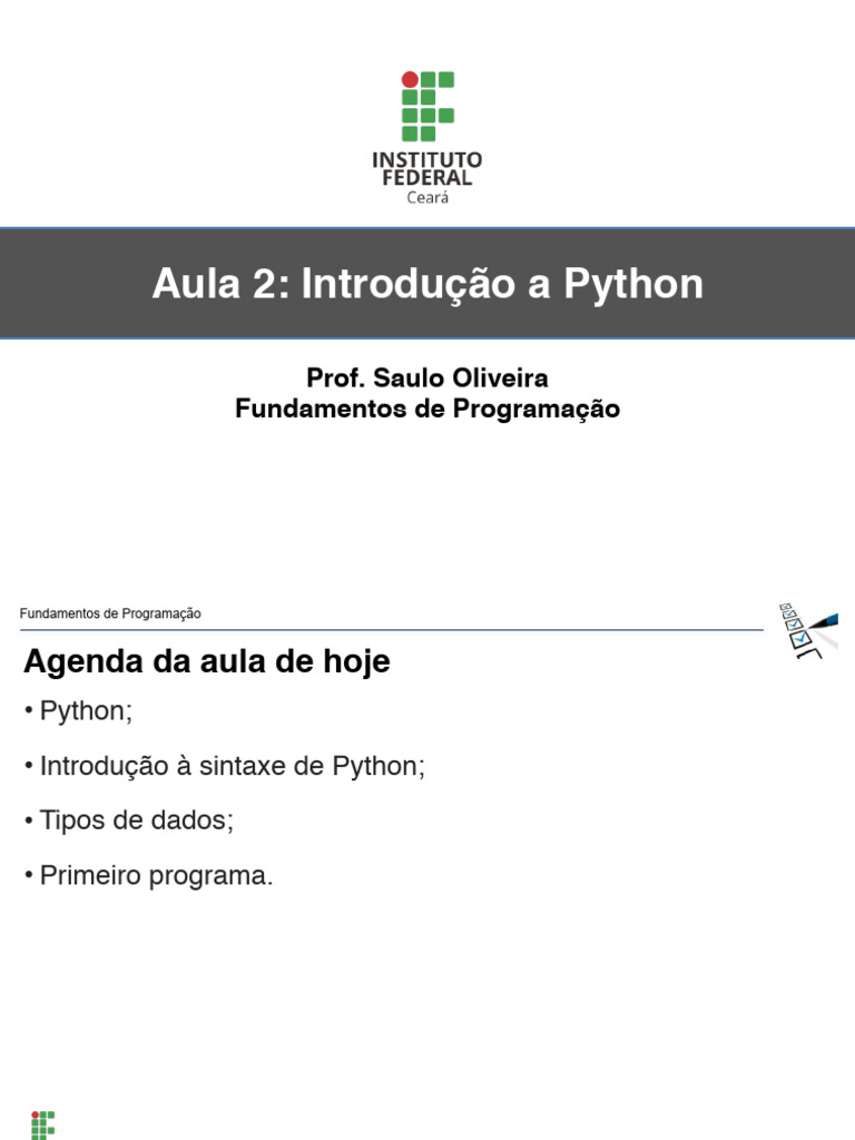 Aula 02 Python Pdf Python Linguagem De Programação Algoritmos