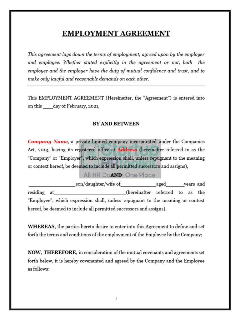 Employment Bond Agreement | Download Free PDF | Employment | Salary