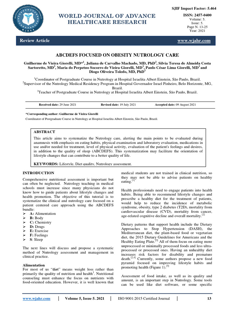 Abcdefs Focused On Obesity Nutrology Care | PDF | Healthy Diet | Diet ...