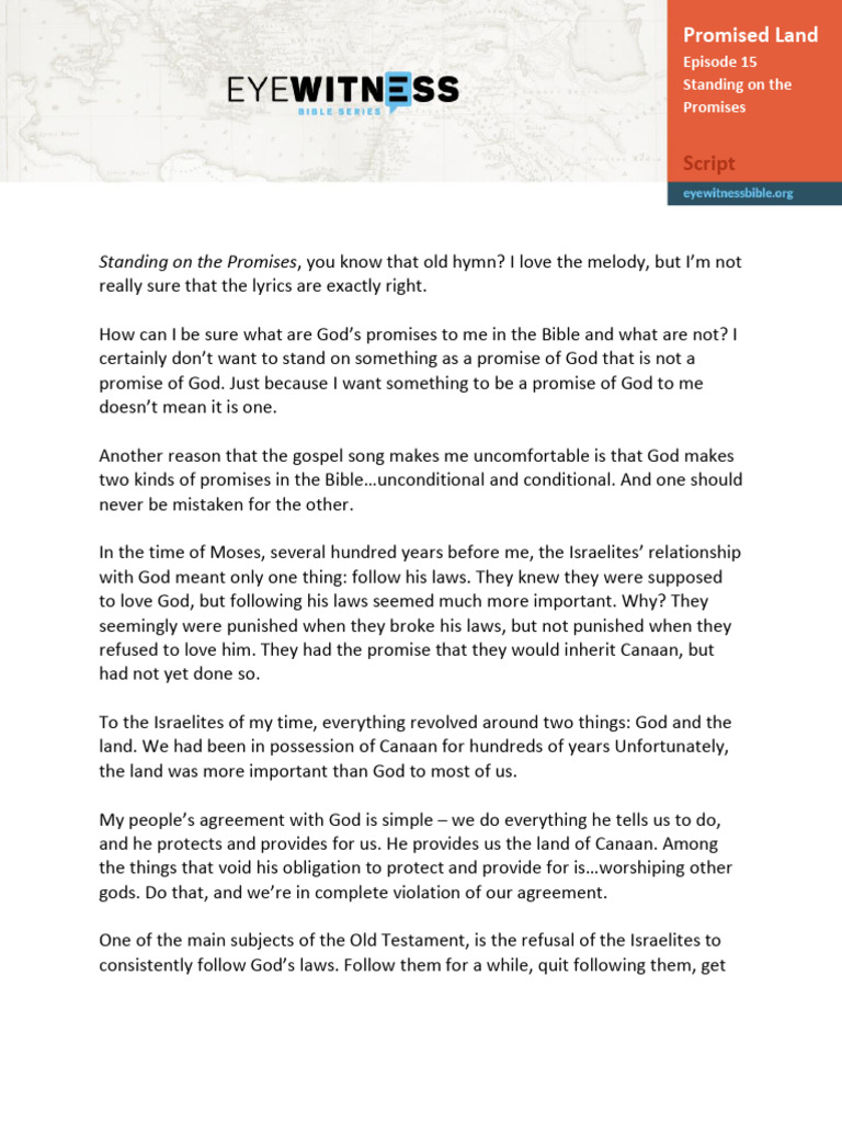 Promised Land Script 15 Standing On The Promises Pdf Israelites Joshua 