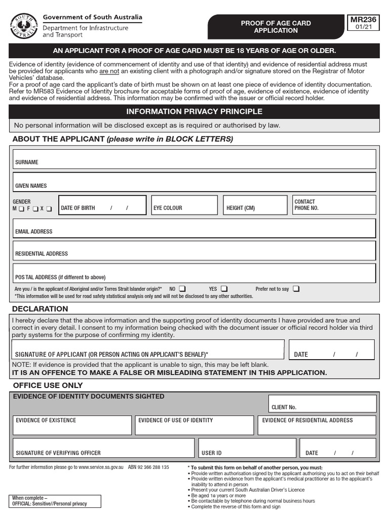 Proof of Age Card Application | PDF | Identity Document | Government ...