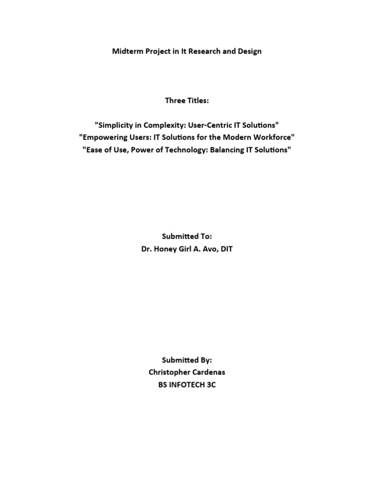 Midterm Project in It Research and Design | PDF | Usability | Computing