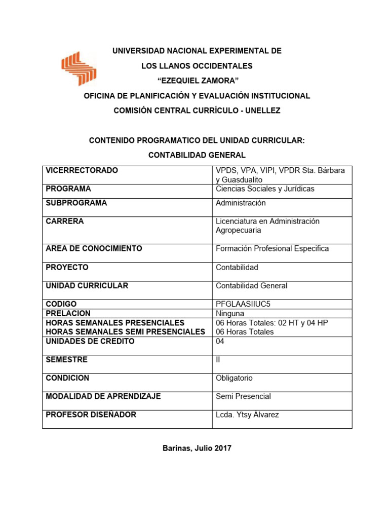 Contenido Programatico Contabilidad General | PDF | Contabilidad ...