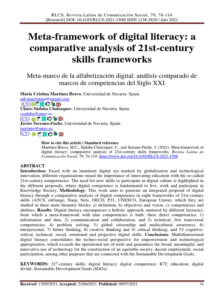 Meta-Framework of Digital Lite | Download Free PDF | Literacy | Information And Communications ...