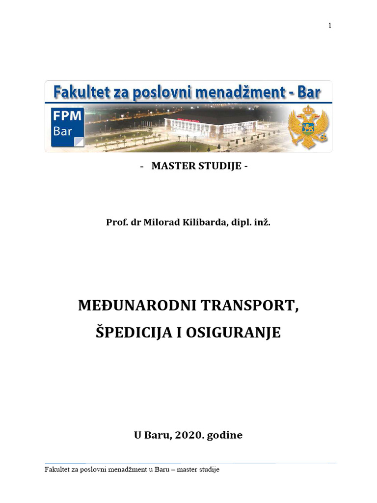 1636 - Medjunarodni Transport, Spedicija I Osiguranje Skripta Master ...