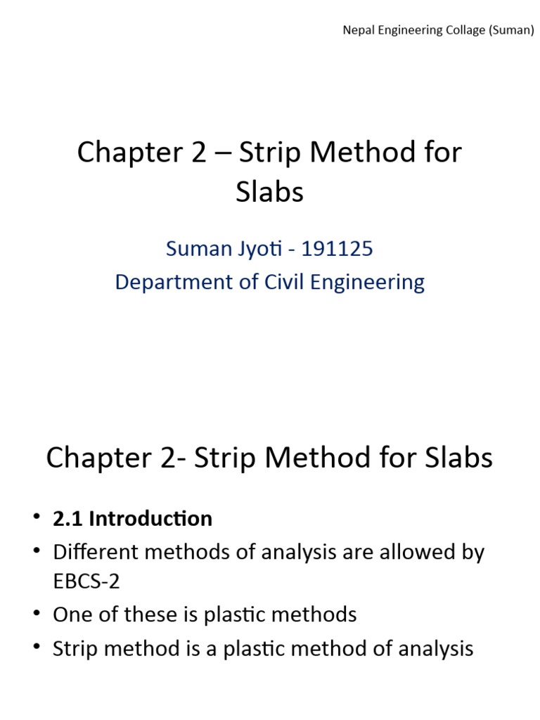 Strip Method for Slab Design | PDF | Beam (Structure) | Bending
