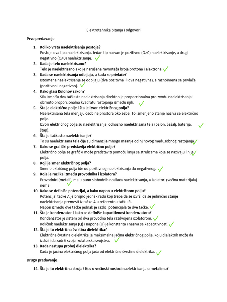 Elektrotehnika Pitanja I Odgovori Converted 1 | PDF
