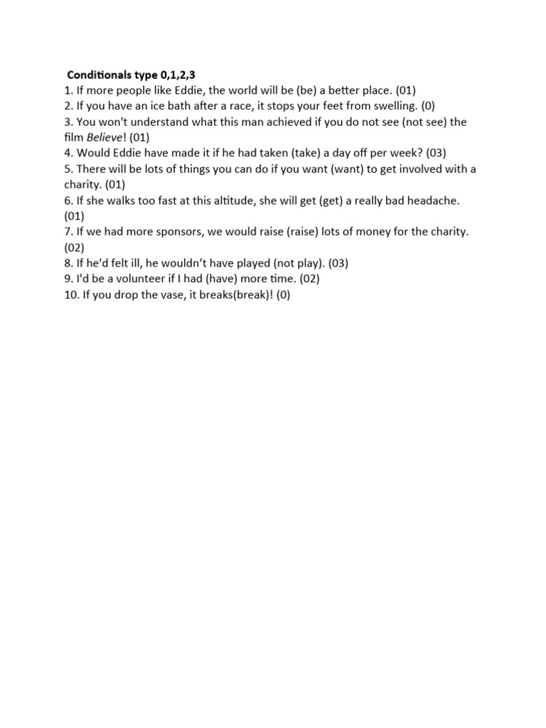 Conditionals Exercises | PDF
