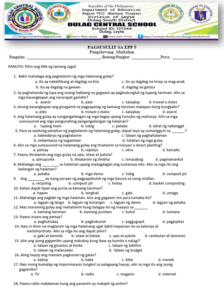 PAGSUSULIT SA EPP 5 2nd | PDF