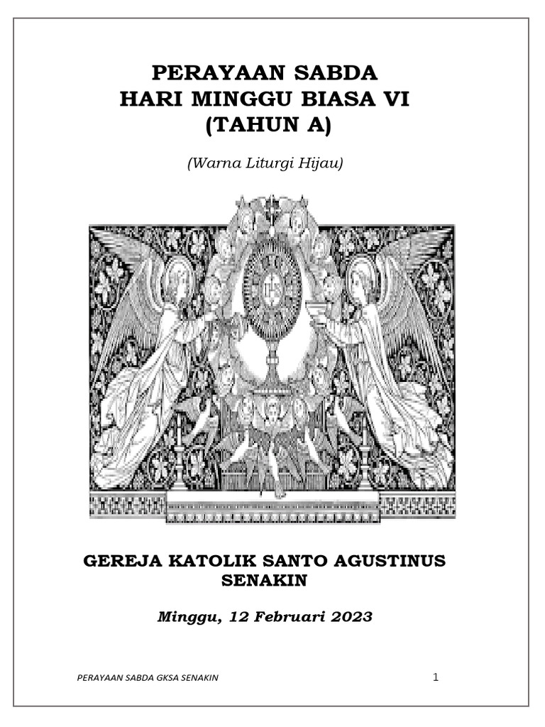 Hari Minggu Biasa Vi (Tgl.12!02!2023) | PDF Hari Minggu Biasa Vi (Tgl.12!02!2023) | PDF