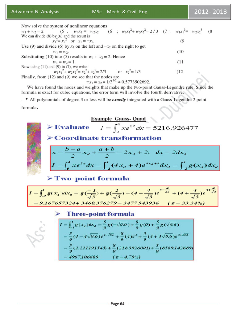 Advanced N. Analysis MSC Mech. & Civil Eng | PDF