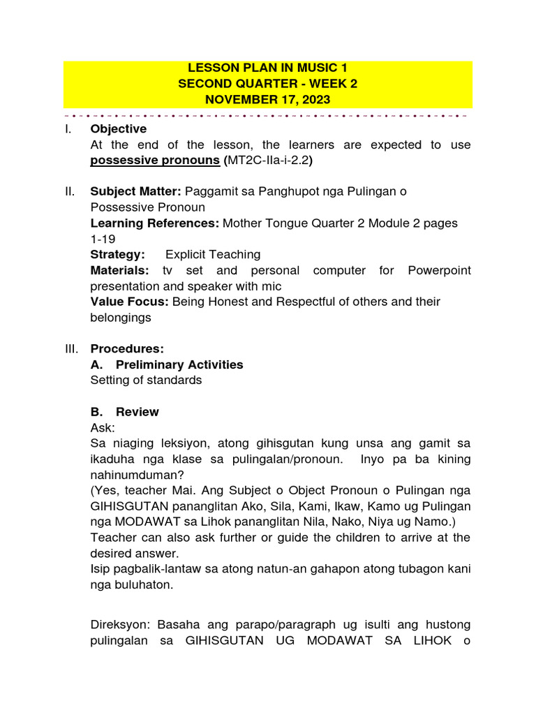 Cot 2 Quarter 2 MTB November 17, 2023 | PDF