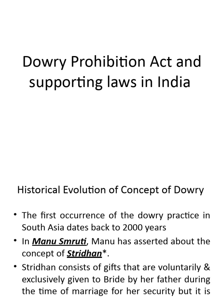 Dowry Prohibition Act: Historical Overview | PDF | Marriage | Public Law