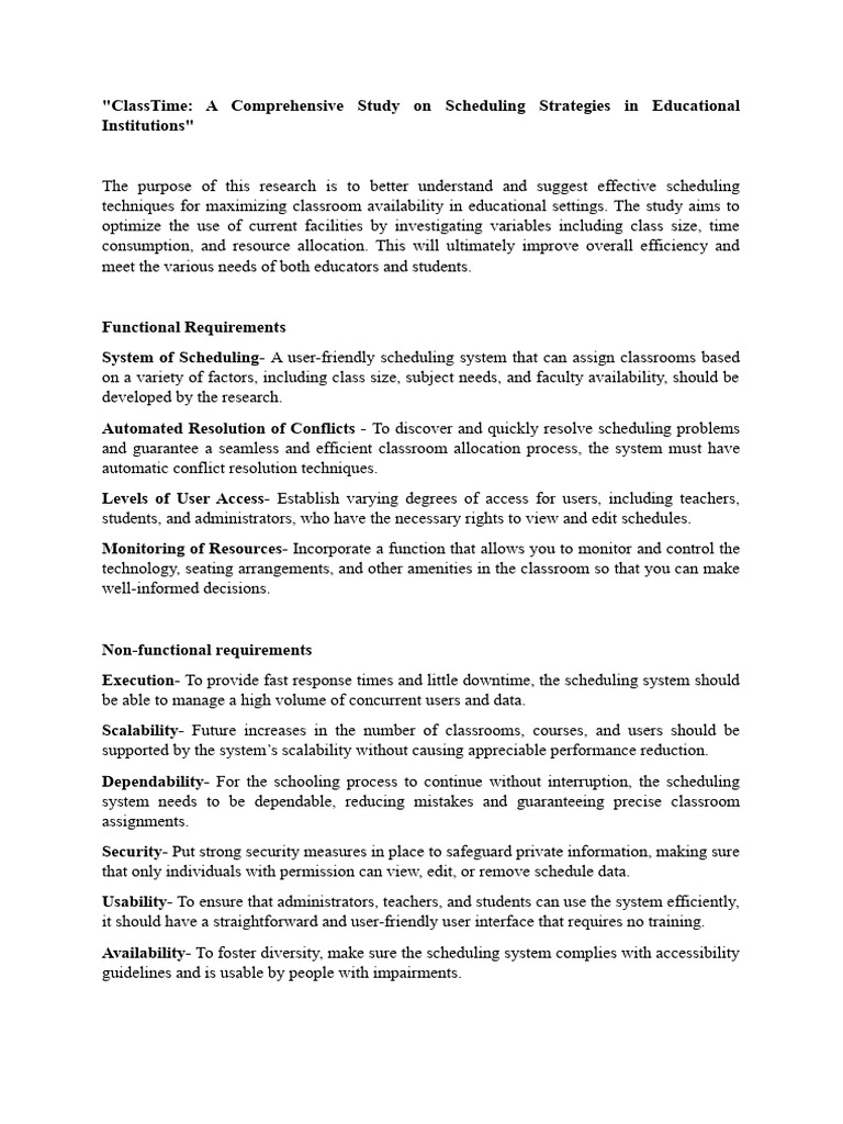 Effective Scheduling Strategies in Education | PDF | Usability ...