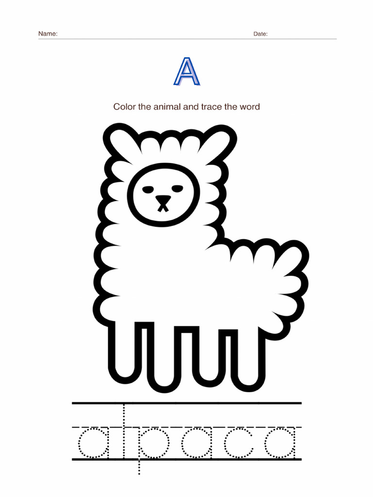 Animals Alphabet A To Z Coloring Worksheet | PDF