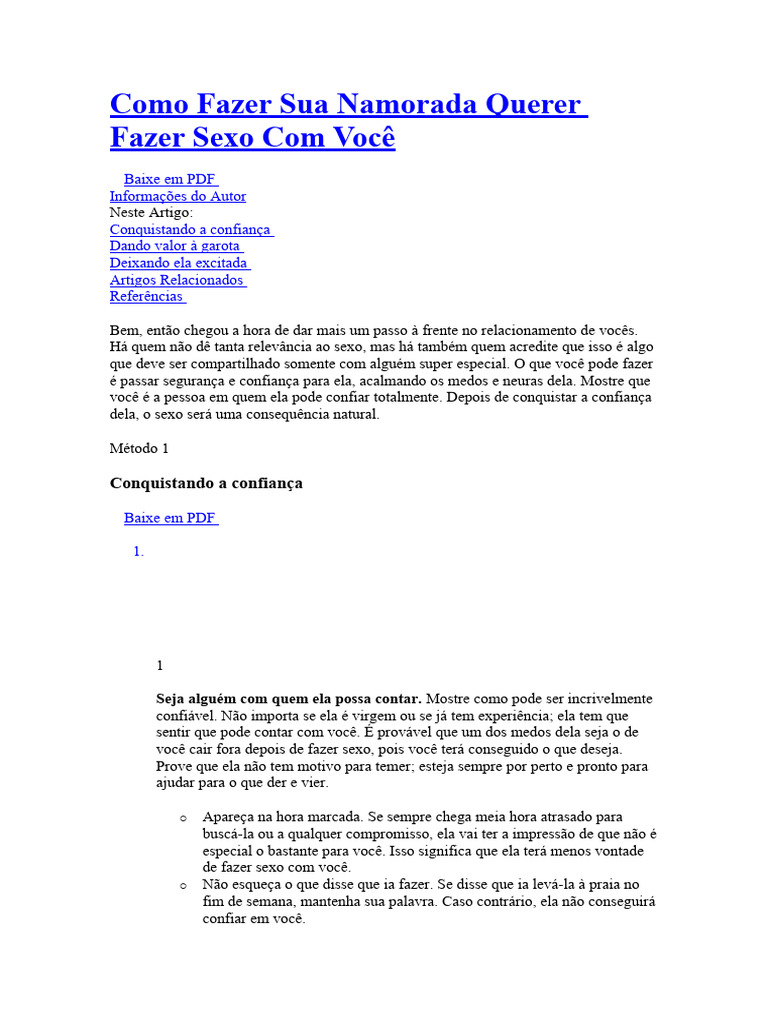 Como Fazer Sua Namorada Querer Fazer Sexo Com Você | PDF Como Fazer Sua Namorada Querer Fazer Sexo Com Você | PDF