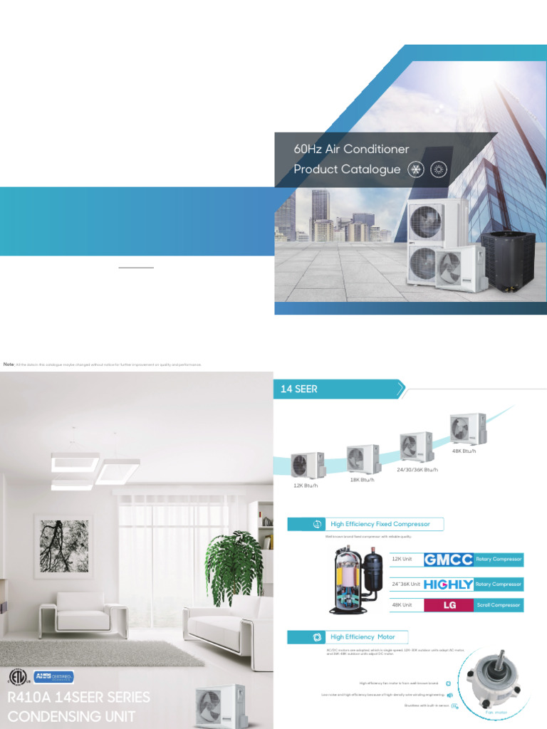 60Hz Side Discharge Catalog | PDF | Electric Motor | Air Conditioning