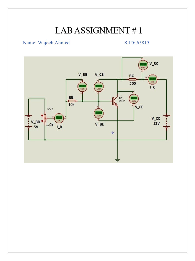 Lab Assignment 1: IB vs IC Analysis | PDF