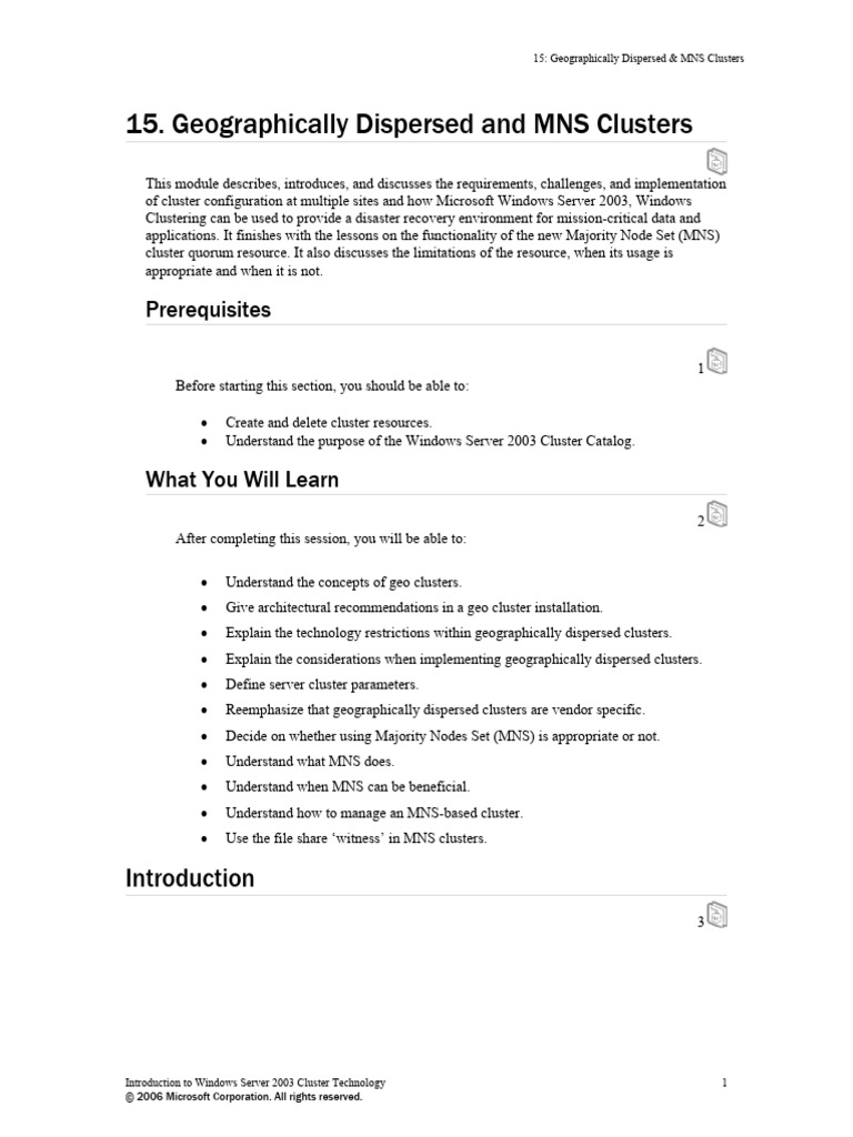 M15 - Geographically - Dispersed - and MNS Clusters | PDF