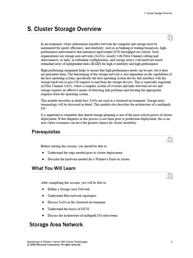 M05 Cluster Storage Overview | PDF | Computer Network | Network Topology