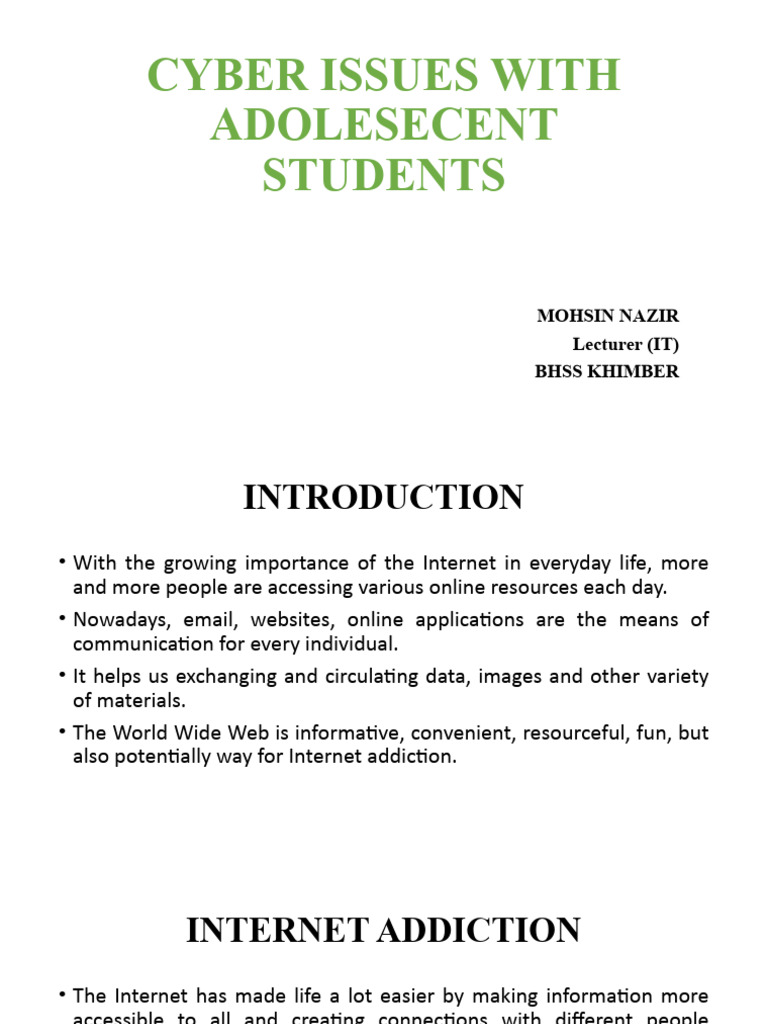Cyber Issues Among Adolescents | PDF | Cybercrime | Internet