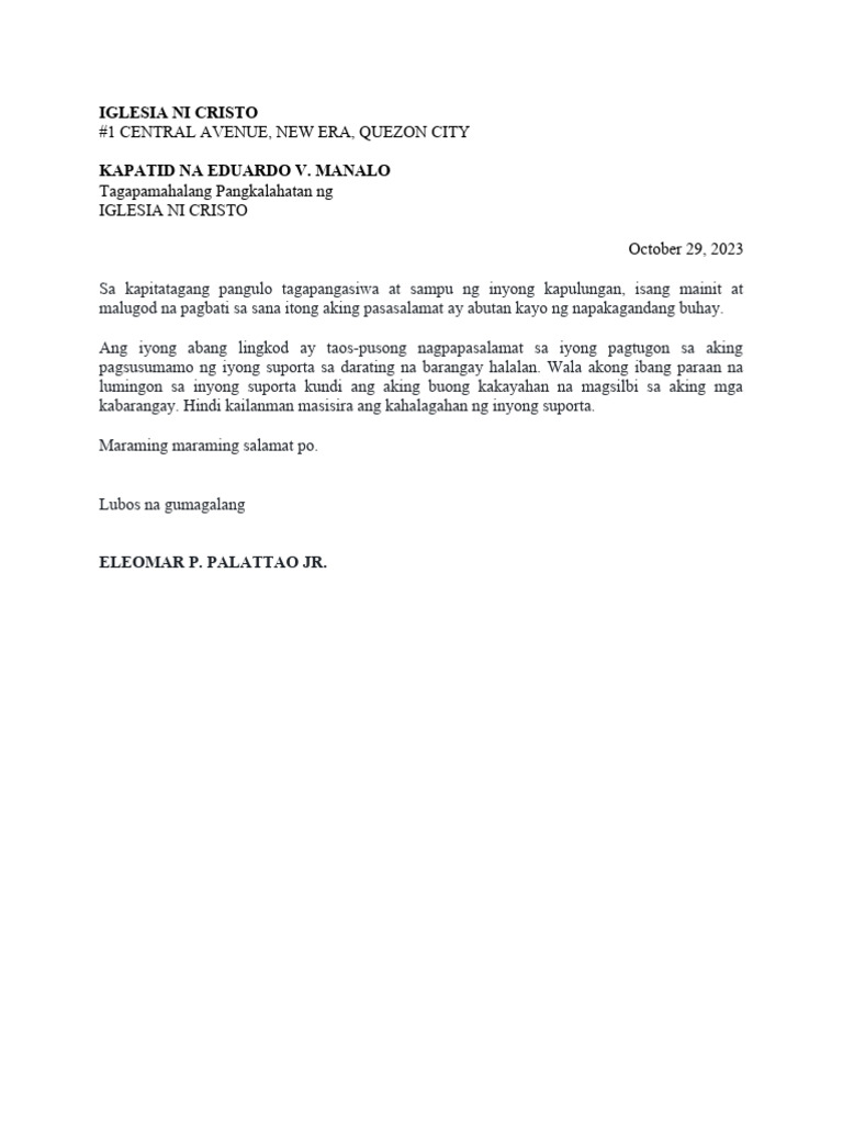 Liham Pasasalamat | PDF