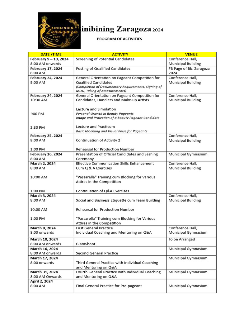 Program of Activities | PDF