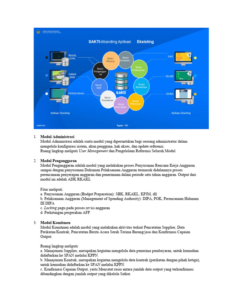 Fitur dan Output Modul Aplikasi SAKTI | PDF