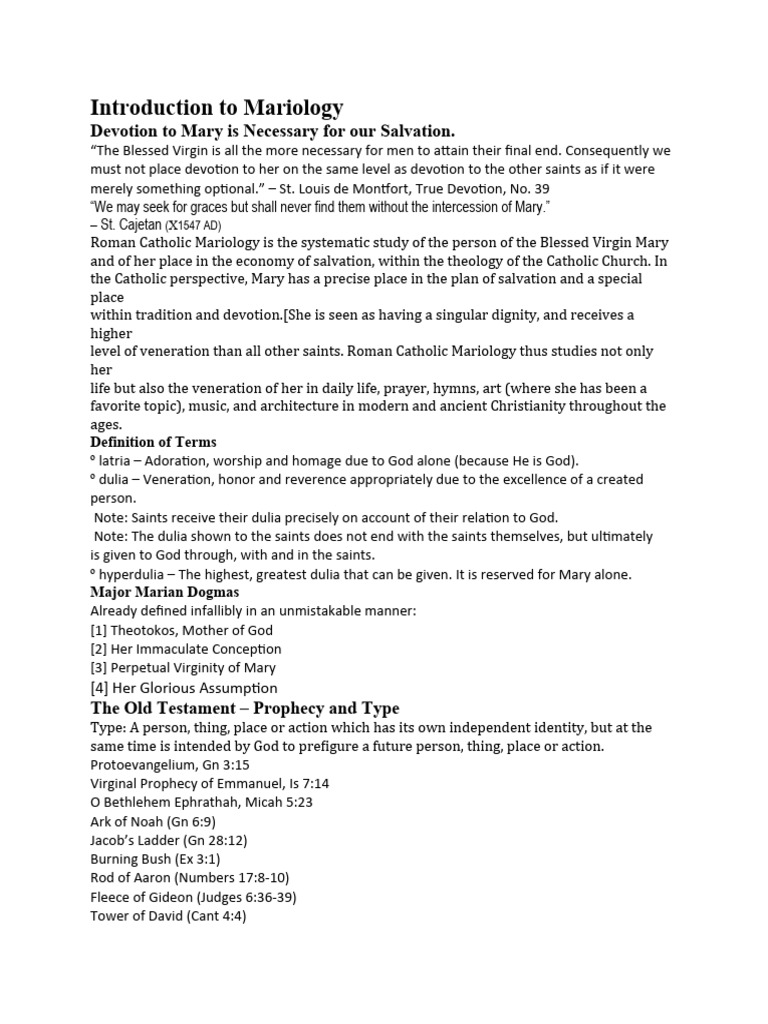 Introduction To Mariology | PDF