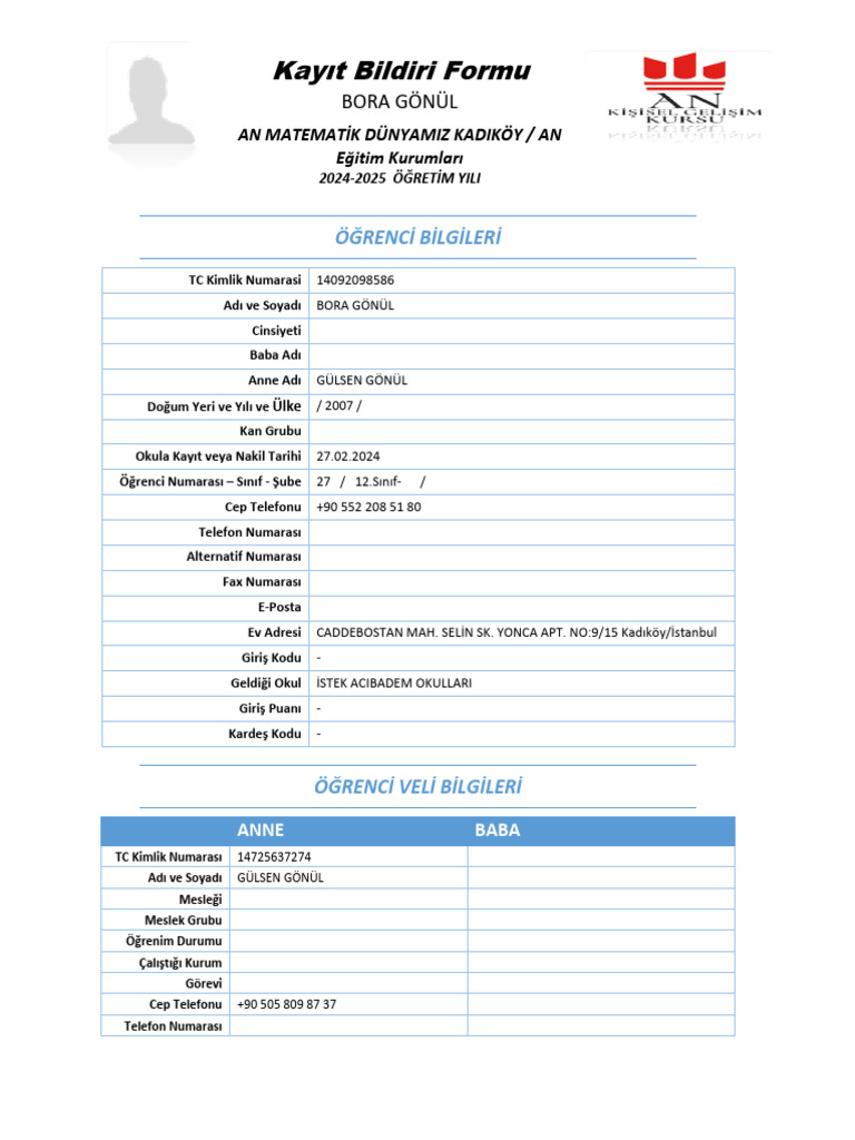 Kayıt Bildiri Formu 15 16 20 | PDF