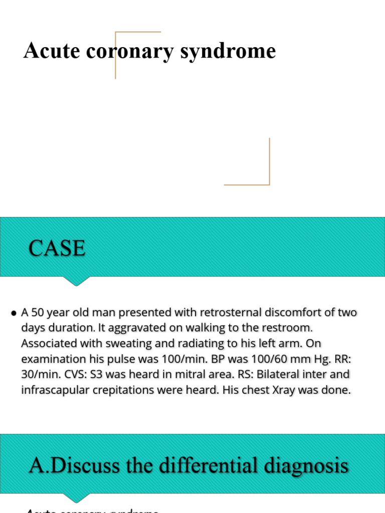 Acute Coronary Syndrome Case Study | PDF | Self-Improvement