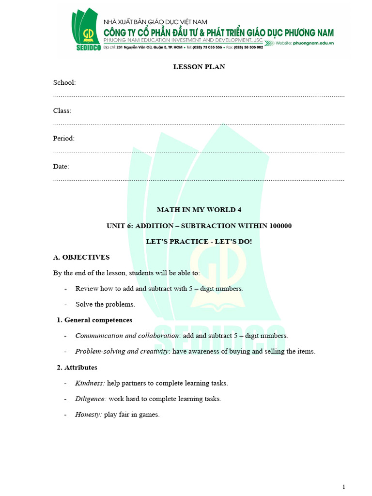 Math Skills for Young Learners | PDF | Lesson Plan | Learning